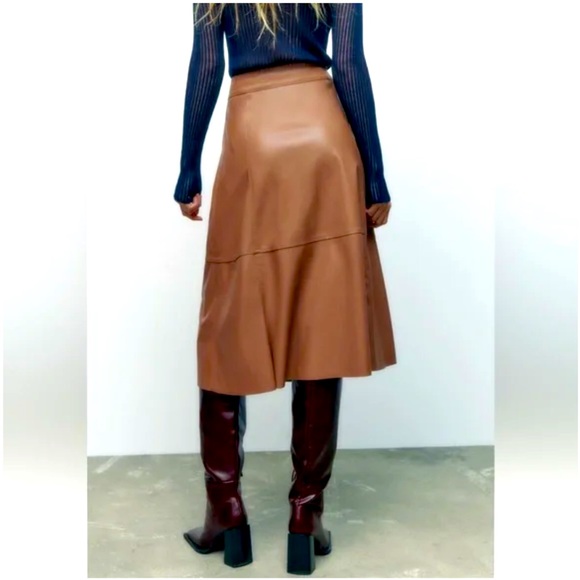 Zara | Skirts | Nwt Zara Faux Leather Midi Skirt | Poshmark
